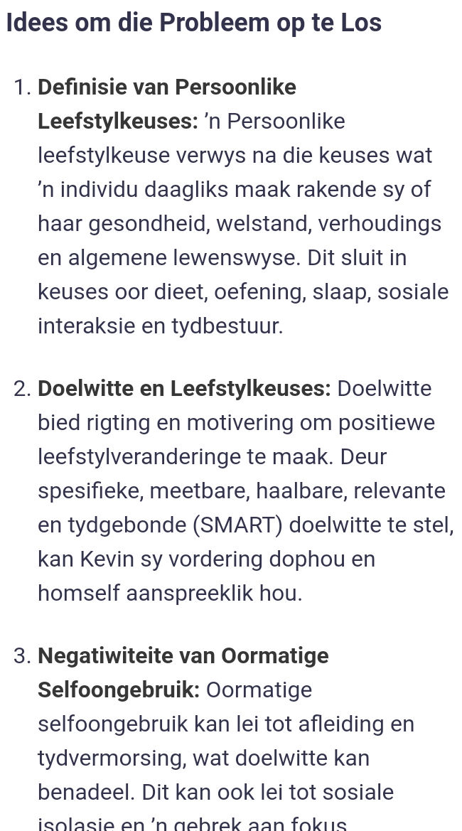 1 Definisie van Persoonlike Leefstylkeuses n | StudyX