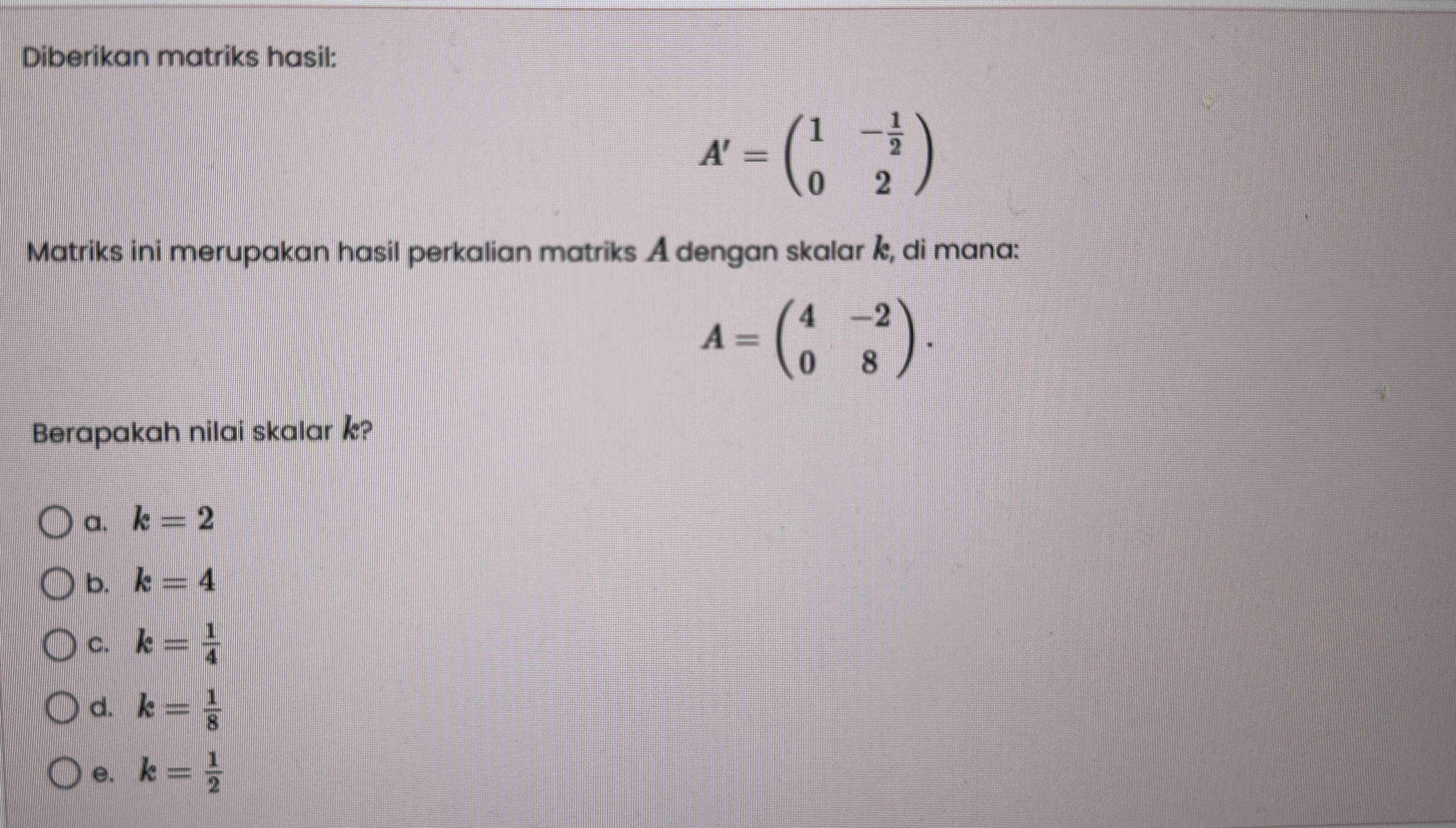 Diberikan matriks hasil: $A' = 1 - | StudyX