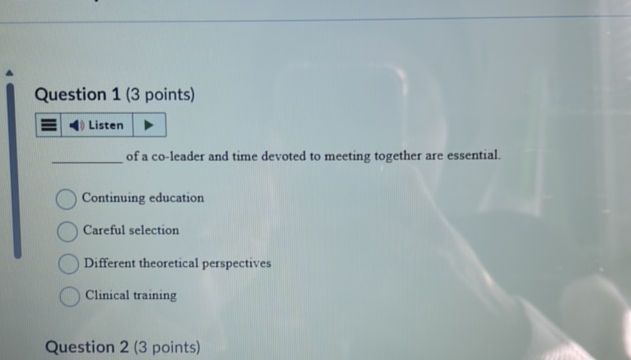 Question 1 (3 points) Listen of a co-leader | StudyX