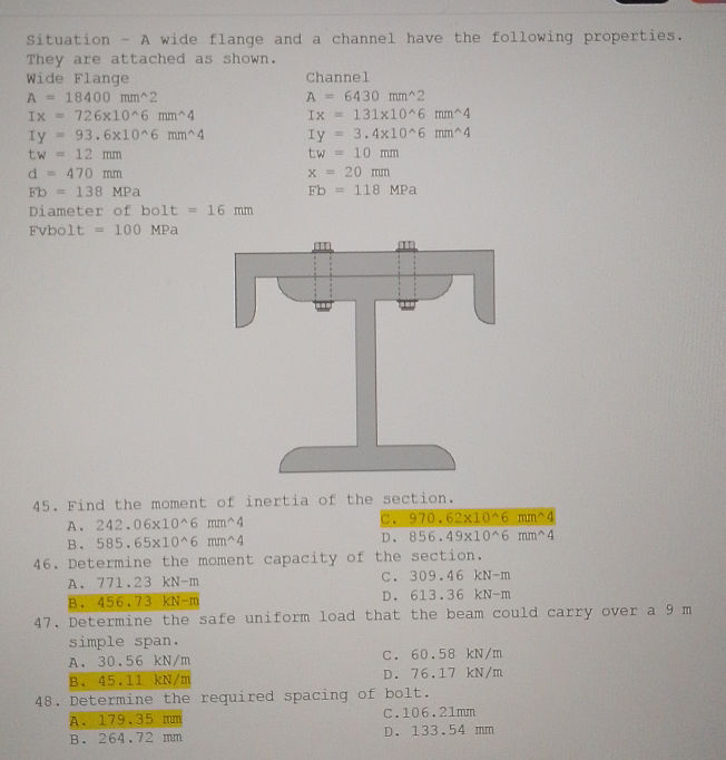 Situation - A wide flange and a channel have