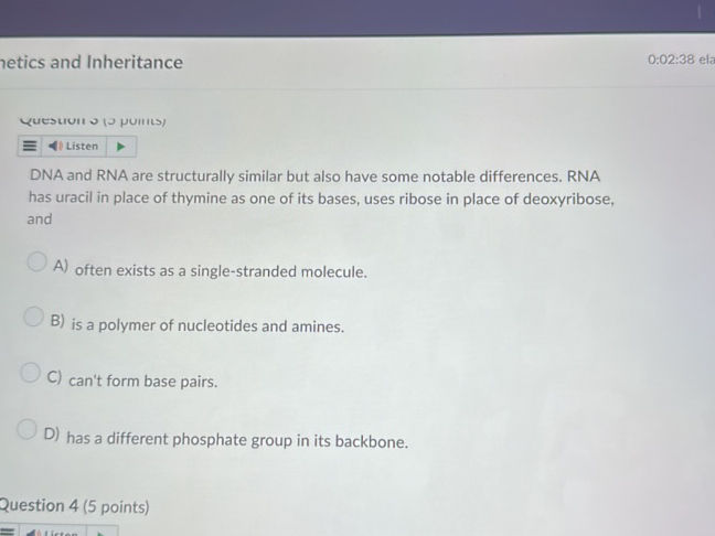 DNA and RNA are structurally similar but | StudyX