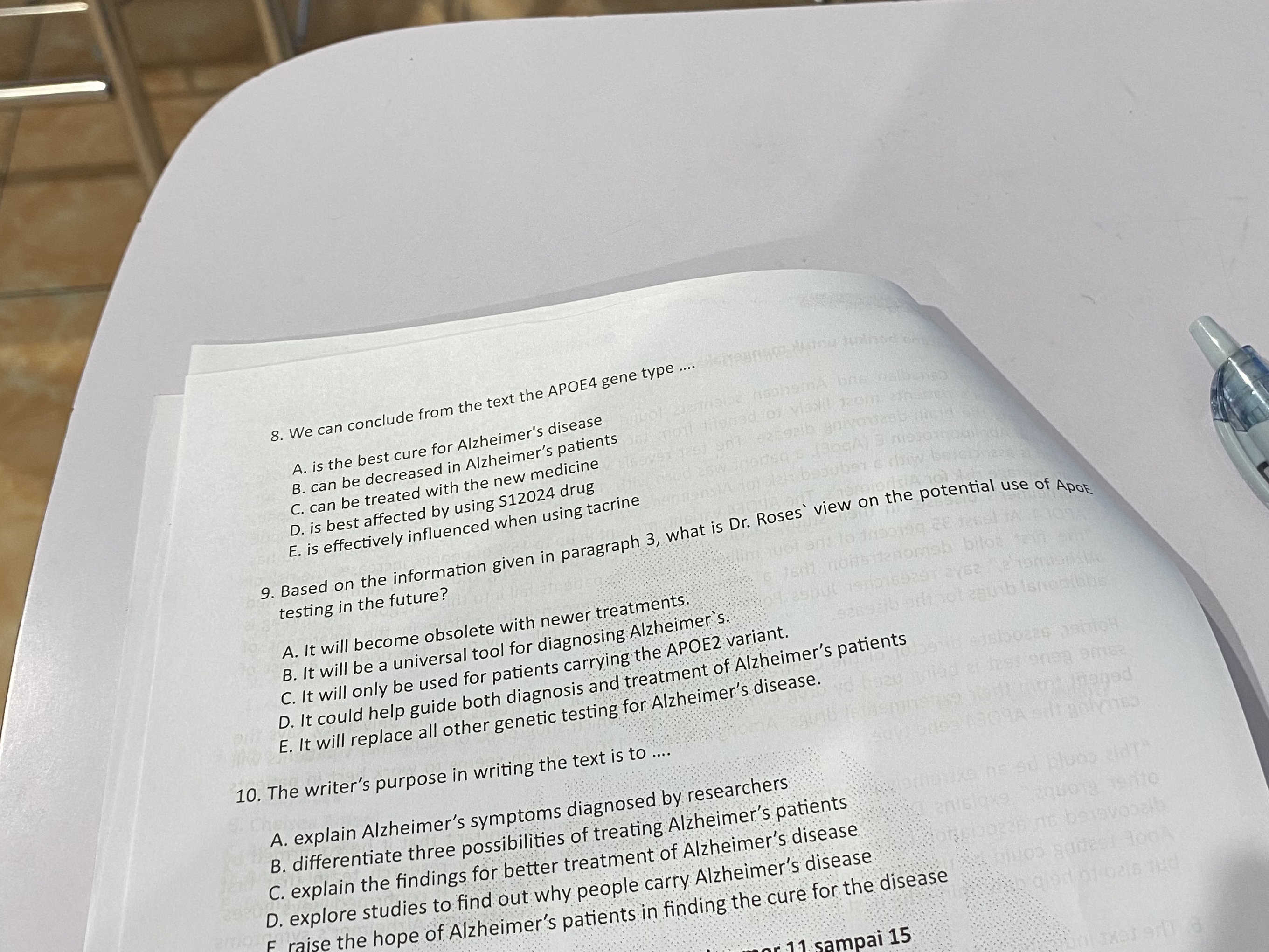 8. We can conclude from the text the APOE4 | StudyX