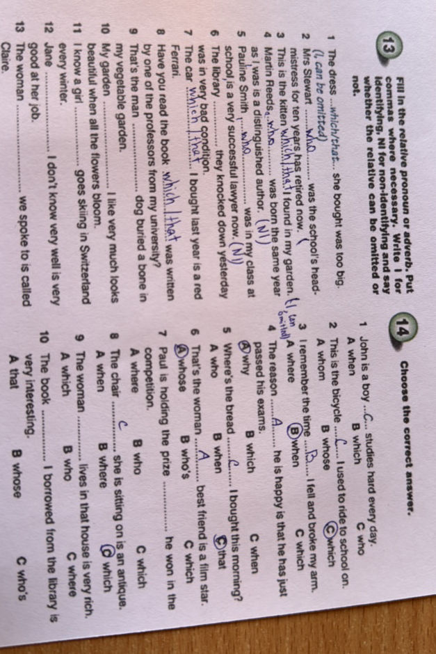 13 Fill in the relative pronoun or adverb. | StudyX