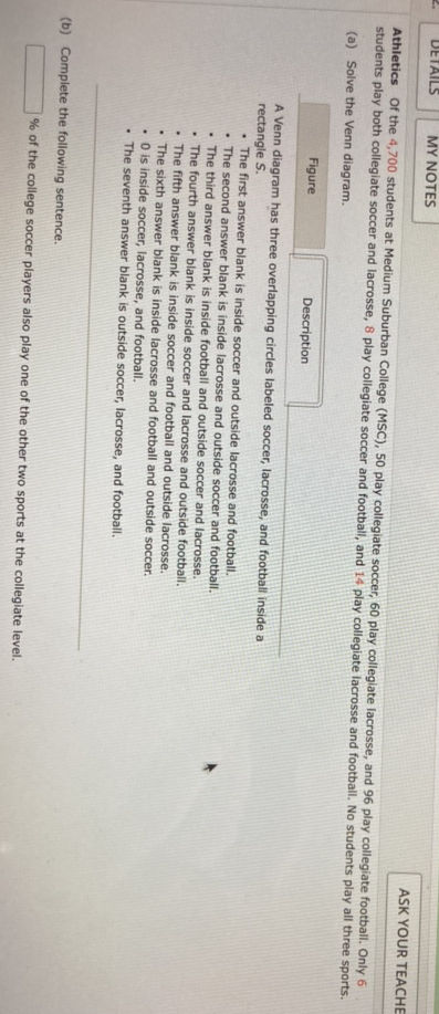 (a) Solve the Venn diagram. A Venn diagram | StudyX