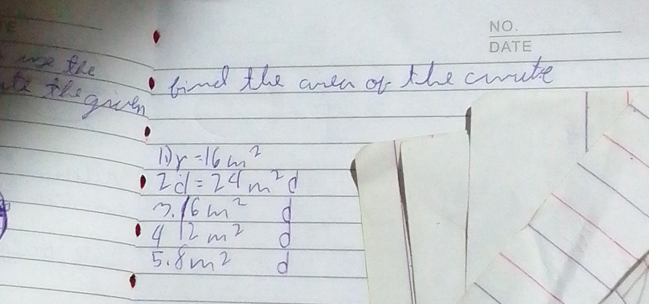 Find the area of the circle 1) r = 16 m$^2$