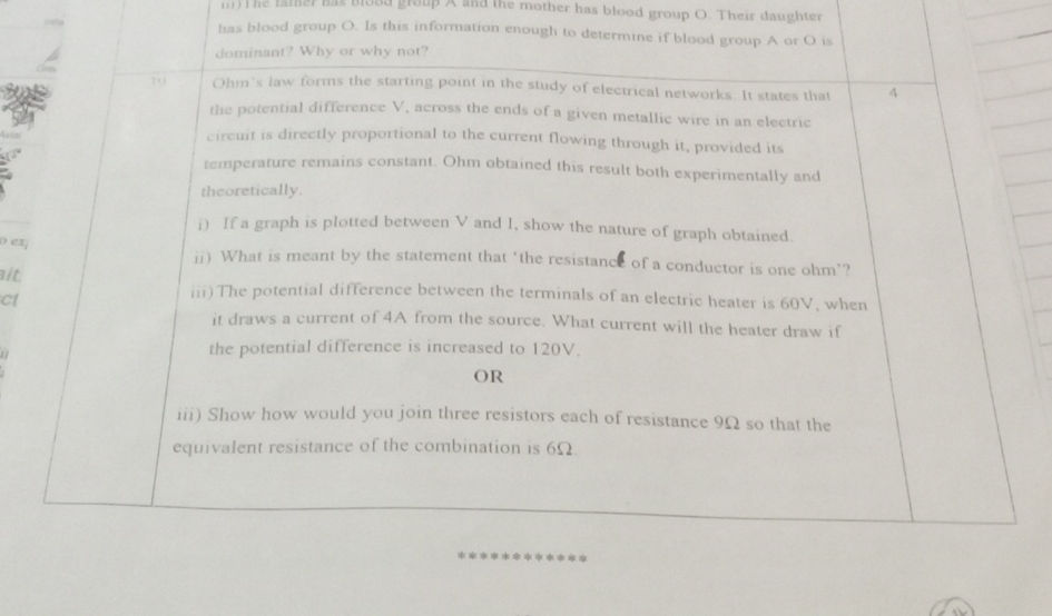 i) If a graph is plotted between V and I
