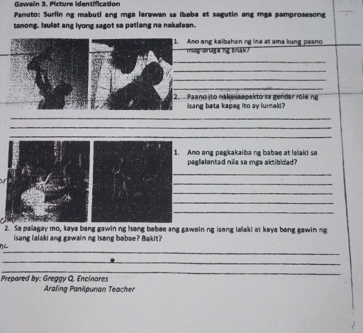 Gawain 3 Picture Identification Panuto | StudyX