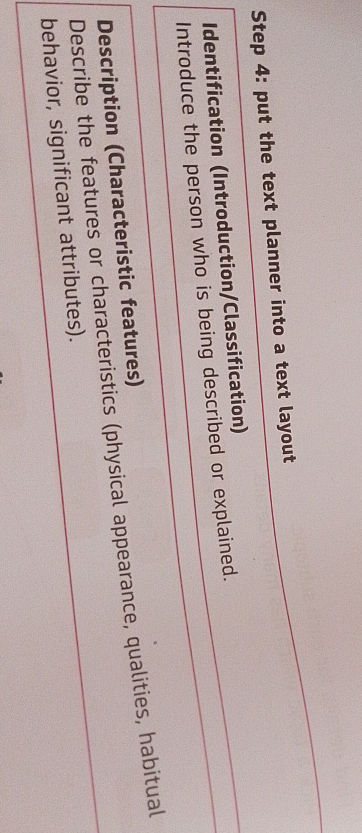 Step 4 put the text planner into a text | StudyX