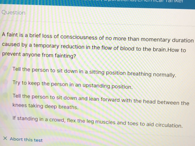 A faint is a brief loss of consciousness of | StudyX