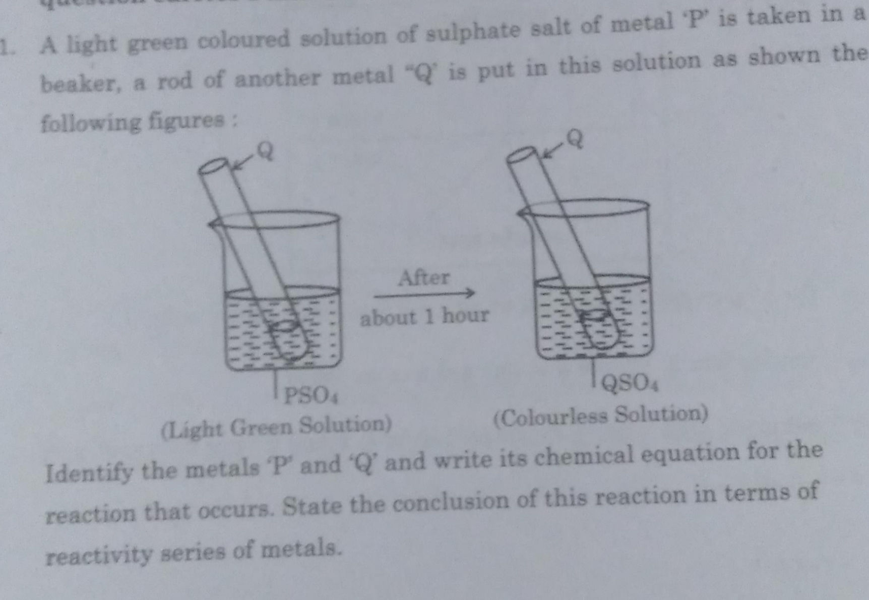 1. A light green coloured solution of | StudyX
