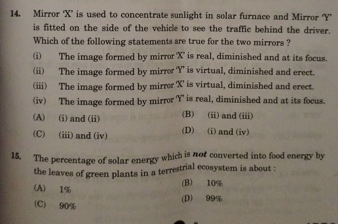 14. Mirror 'X' is used to concentrate | StudyX