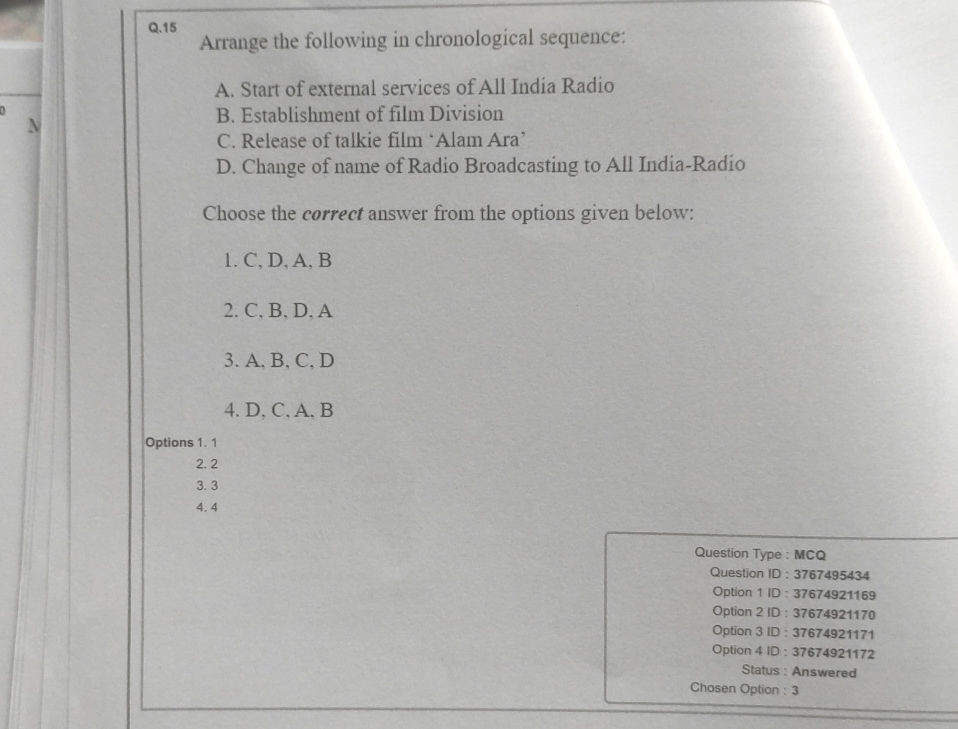 Arrange the following in chronological | StudyX