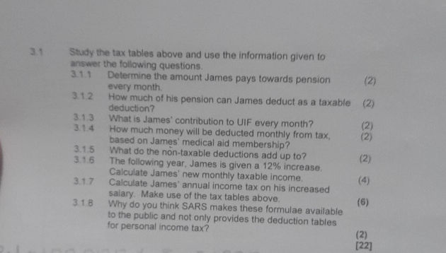 31 Study the tax tables above and use the | StudyX