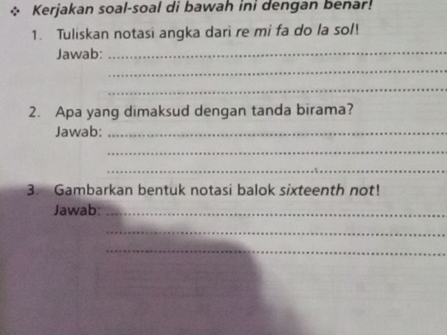 1 Tuliskan notasi angka dari re mi fa do la | StudyX