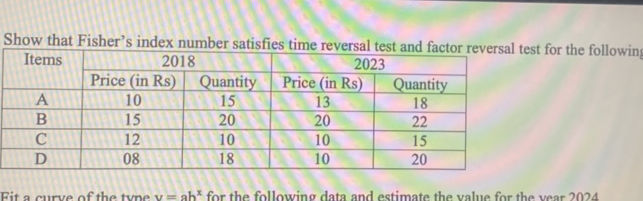Show that Fisher's index number satisfies | StudyX