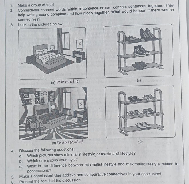 1 Make a group of four 2 Connectives connect | StudyX