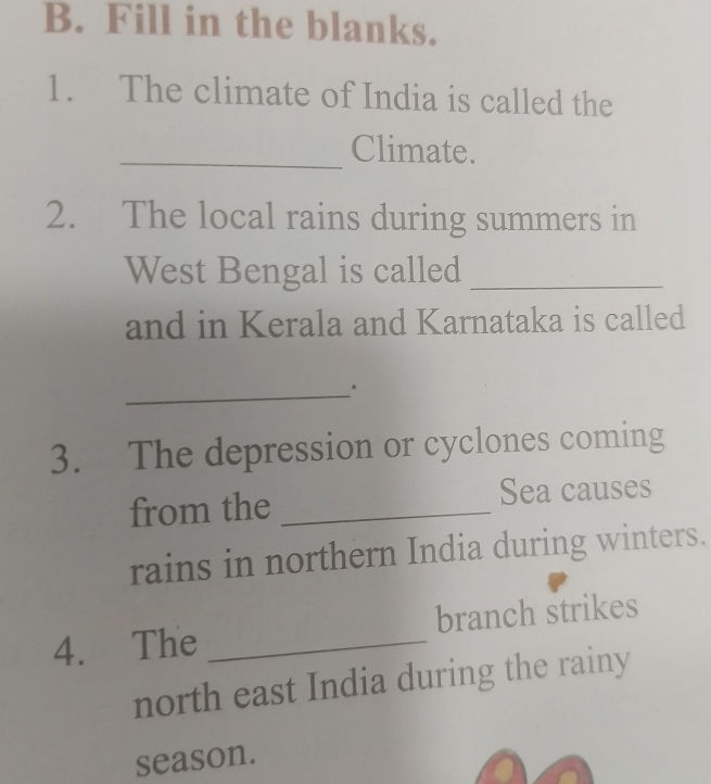 B. Fill in the blanks. 1. The climate of | StudyX