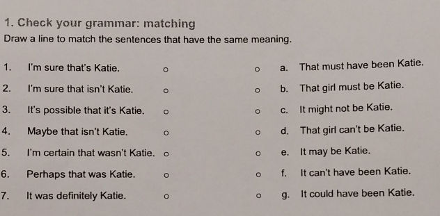 1. Check your grammar: matching Draw a line | StudyX