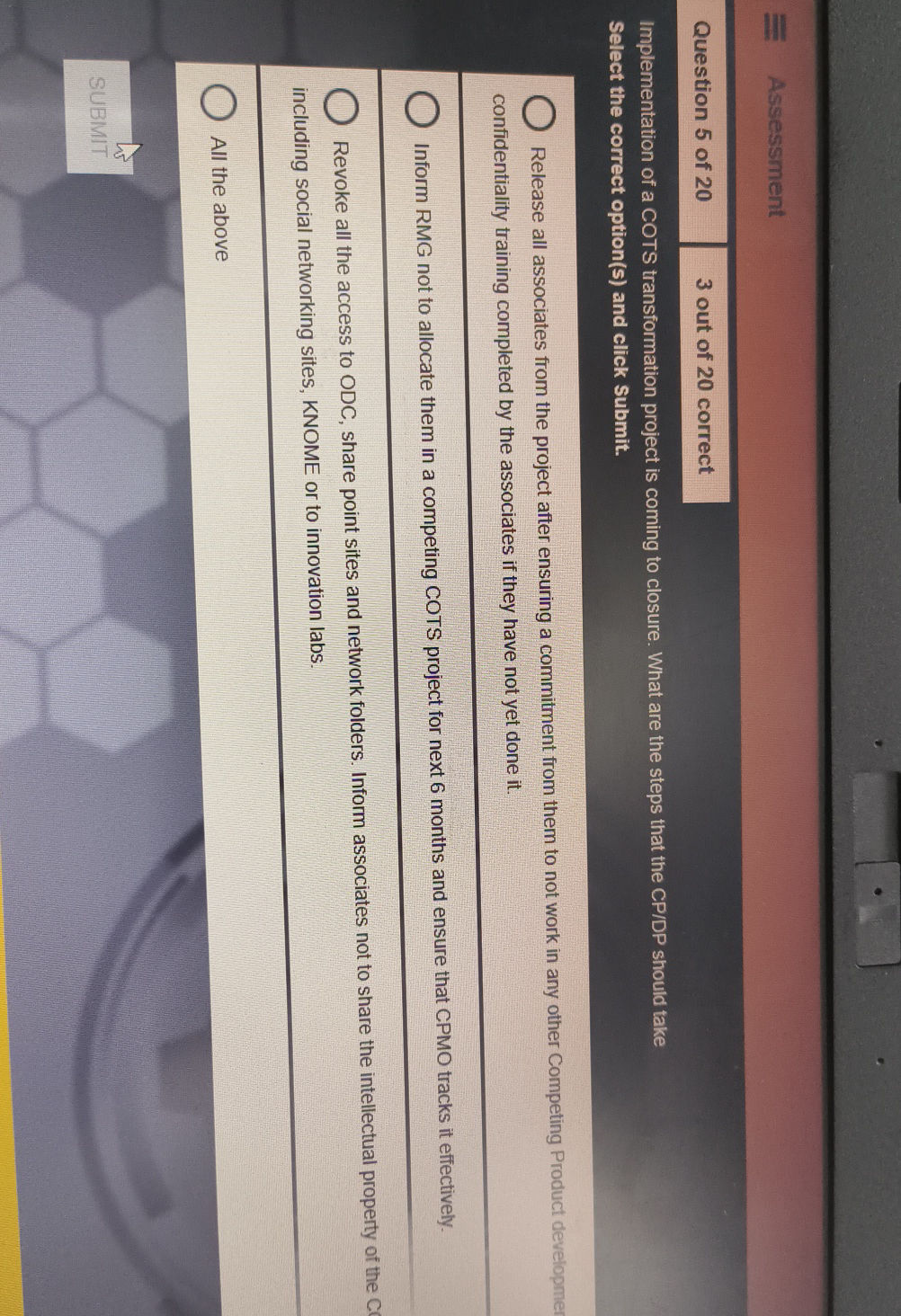 Implementation of a COTS transformation | StudyX