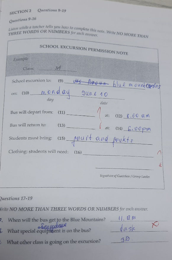 Questions 9-16 Listen while a teacher tells | StudyX