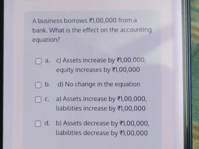 A business borrows ₹1,00,000 from a bank. | StudyX