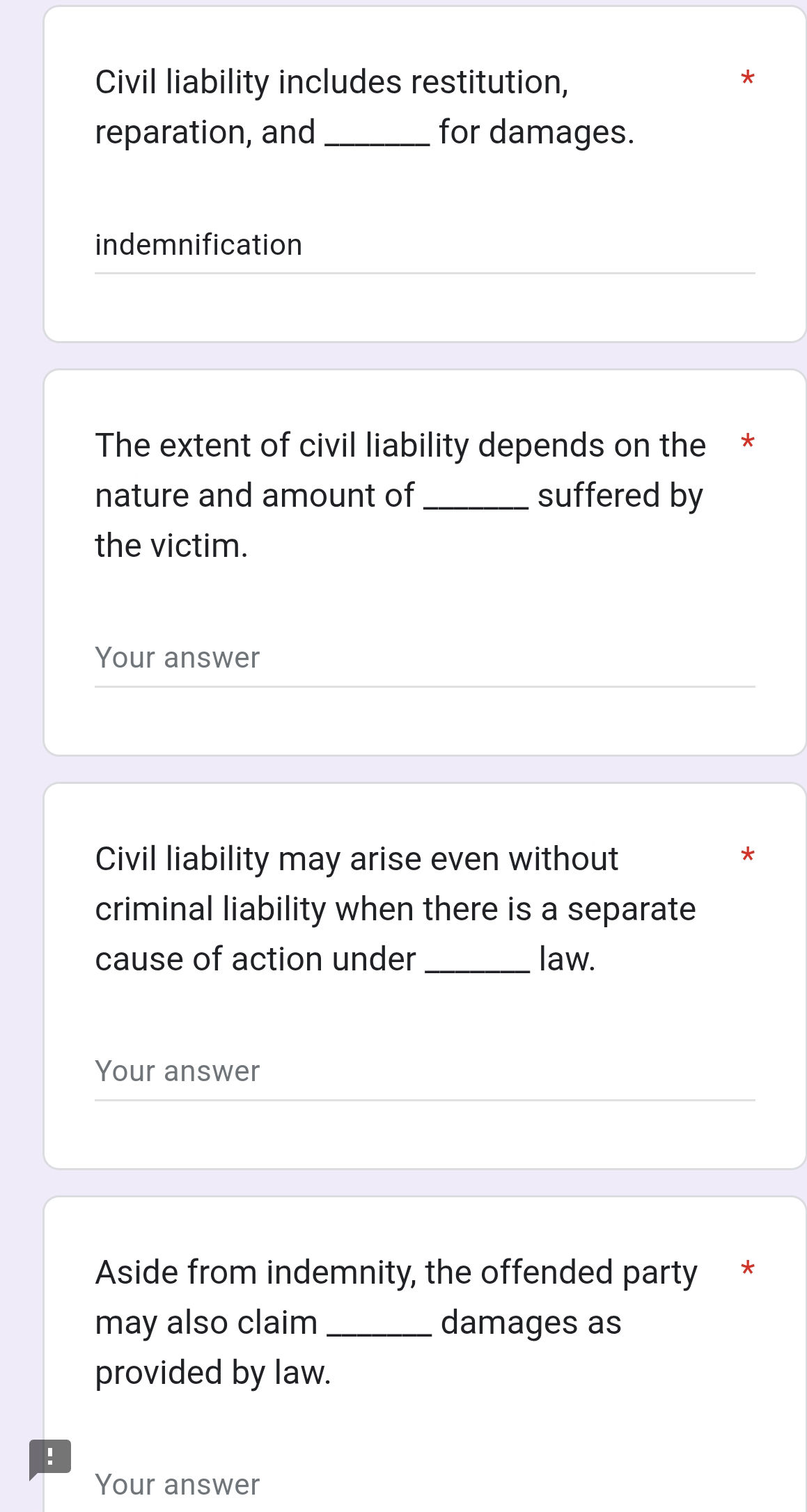 Civil liability includes restitution, | StudyX
