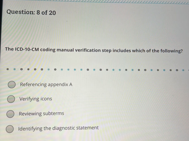 The ICD-10-CM coding manual verification
