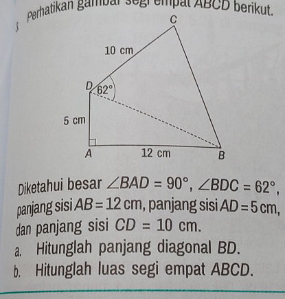 Perhatikan gambar segi empat ABCD berikut. | StudyX