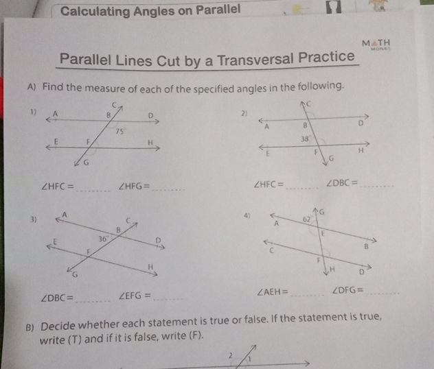Calculating Angles on Parallel Parallel | StudyX