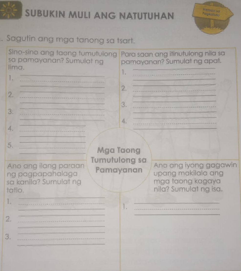 Sagutin ang mga tanong sa tsart. Sino-sino | StudyX