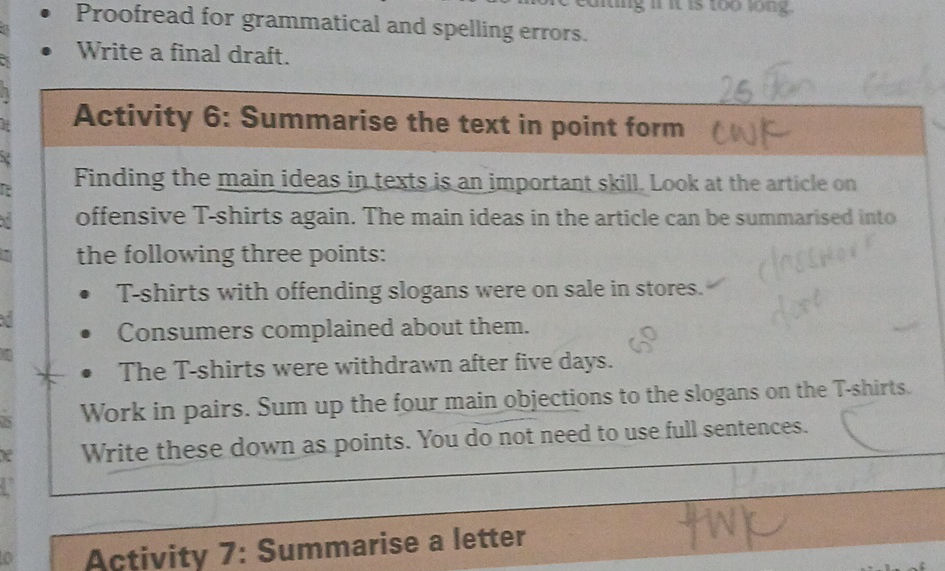 Activity 6 Summarise the text in point form | StudyX