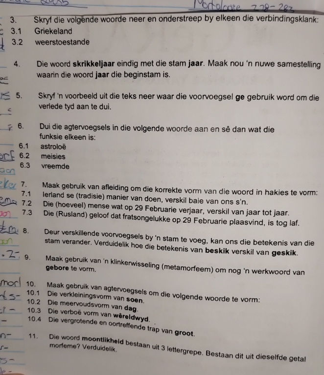 3 Skryf die volgende woorde neer en | StudyX