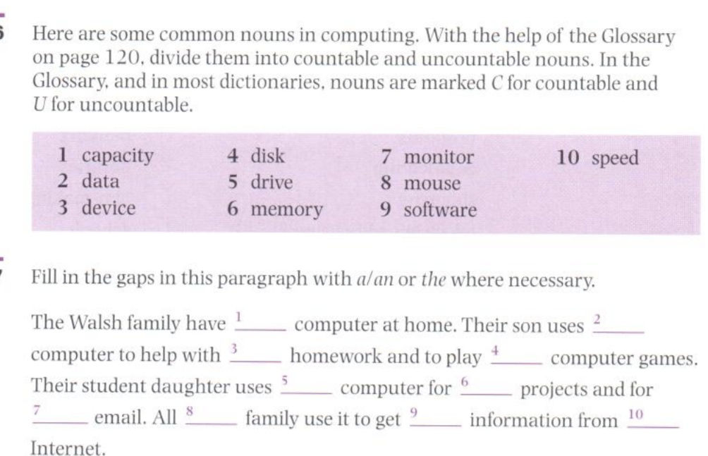 Here are some common nouns in computing With | StudyX