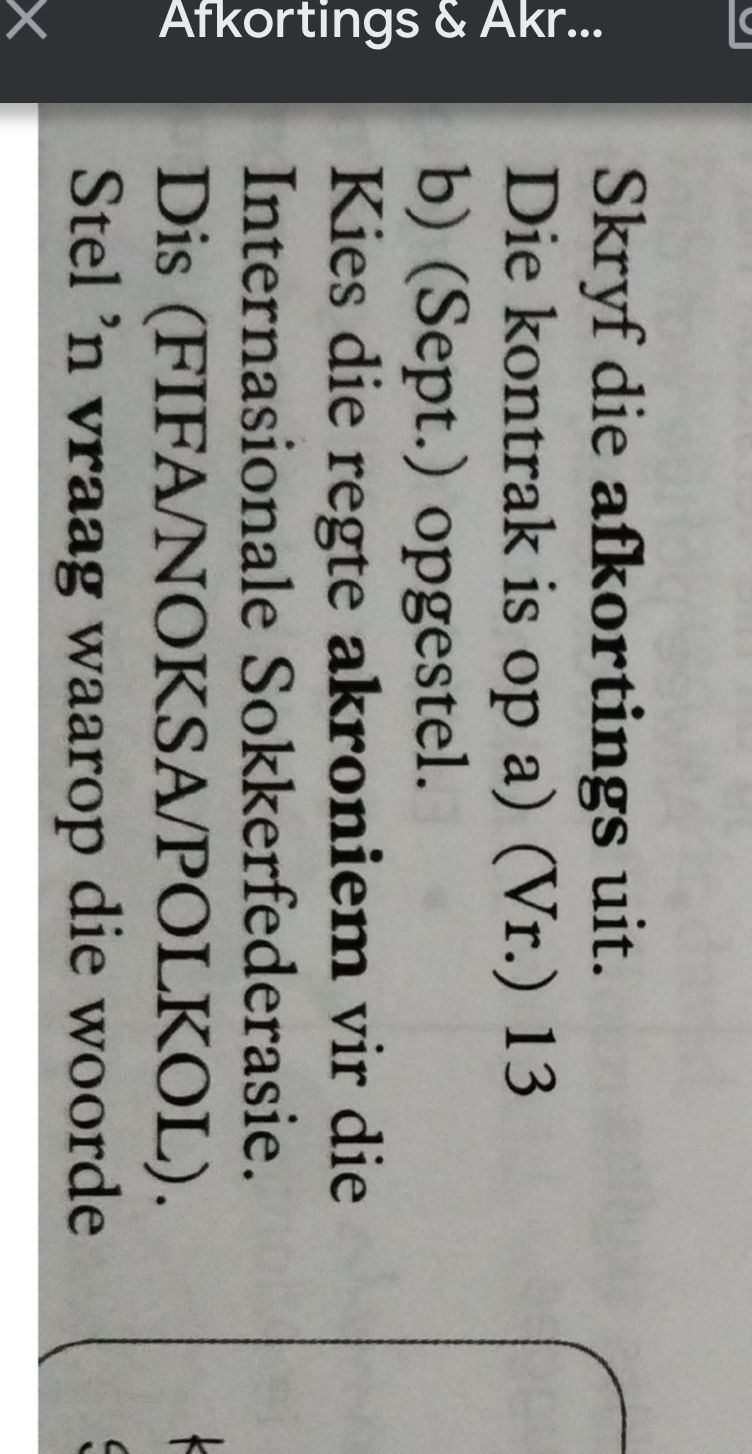 Skryf die afkortings uit. Die kontrak is op | StudyX