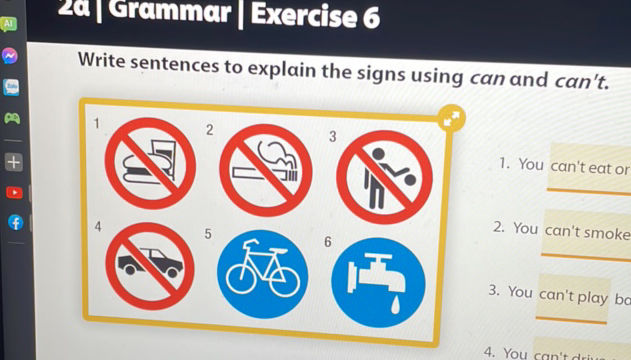 Write sentences to explain the signs using | StudyX