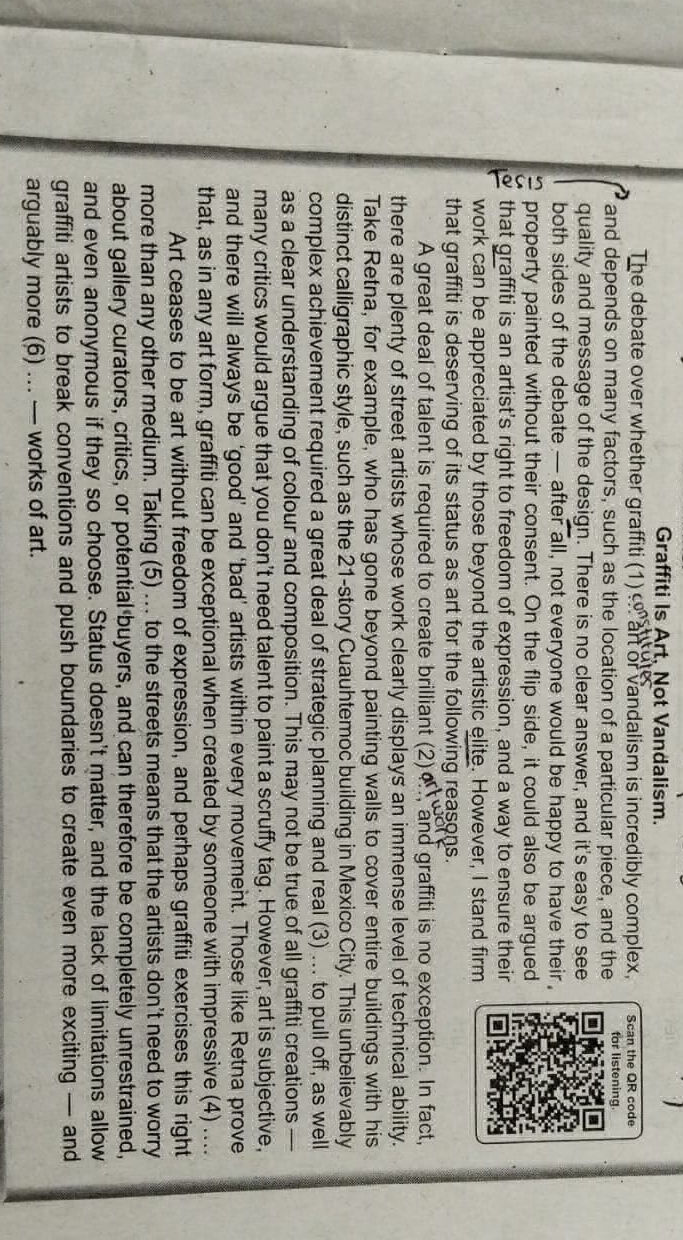 The debate over whether graffiti (1) con art | StudyX