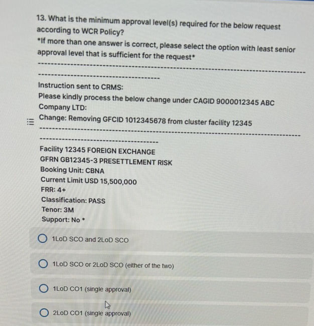 13. What is the minimum approval level(s) | StudyX