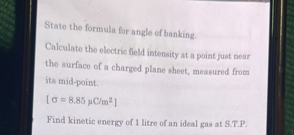 State the formula for angle of banking | StudyX