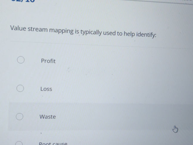 Value stream mapping is typically used to | StudyX