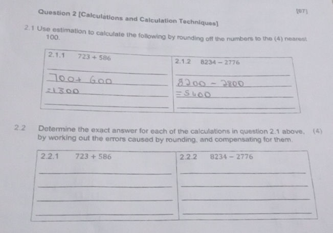 2.1 Use estimation to calculate the | StudyX