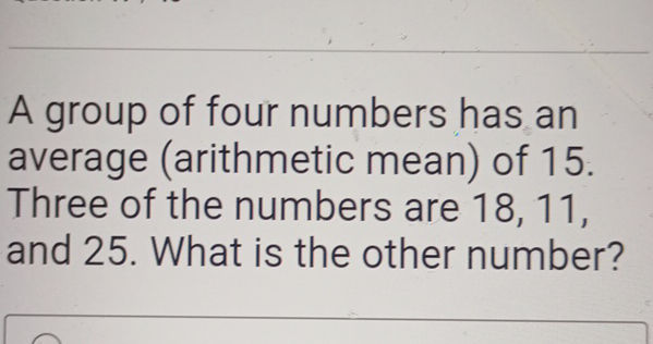 A group of four numbers has an average