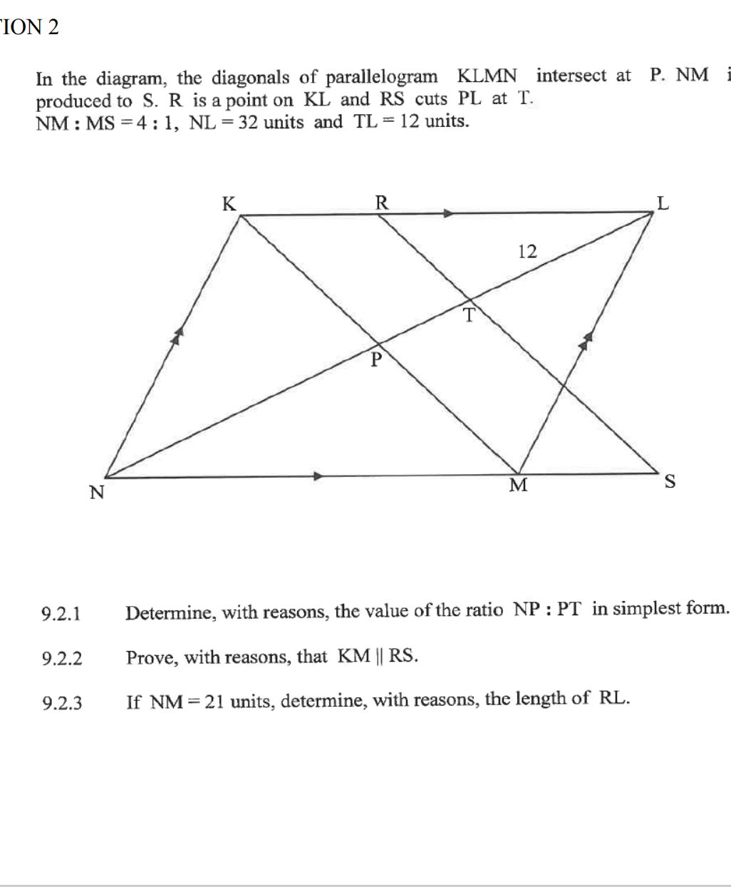 In the diagram the diagonals of | StudyX