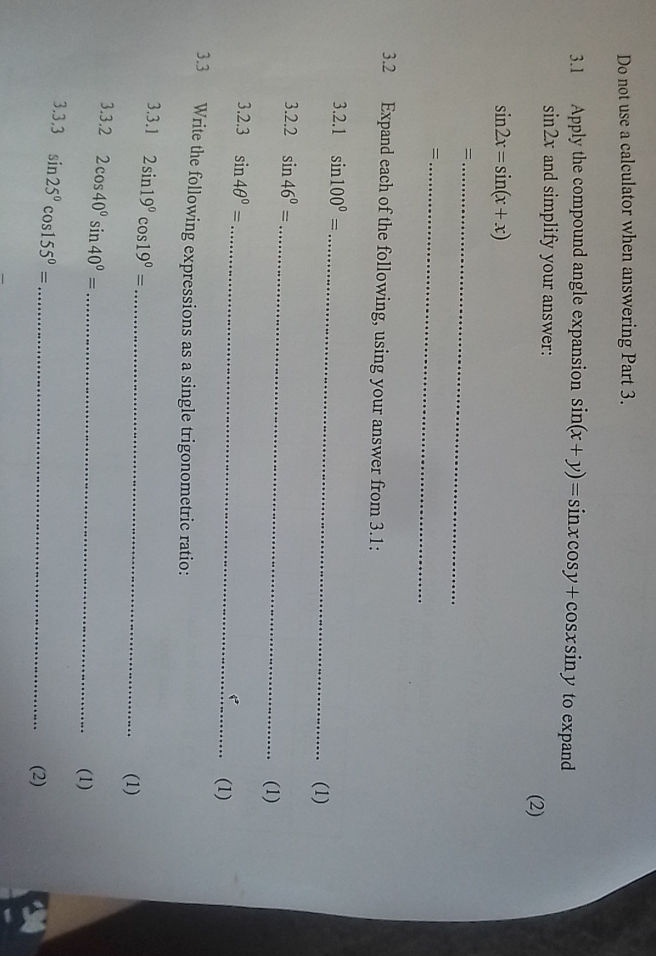 Do not use a calculator when answering Part | StudyX
