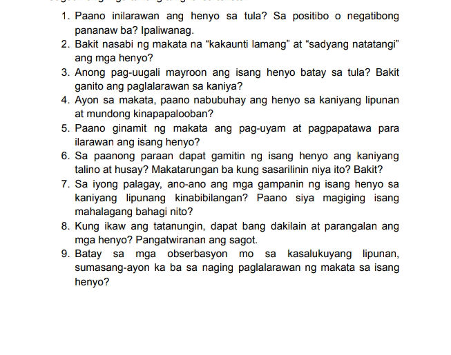 1. Paano inilarawan ang henyo sa tula? Sa | StudyX