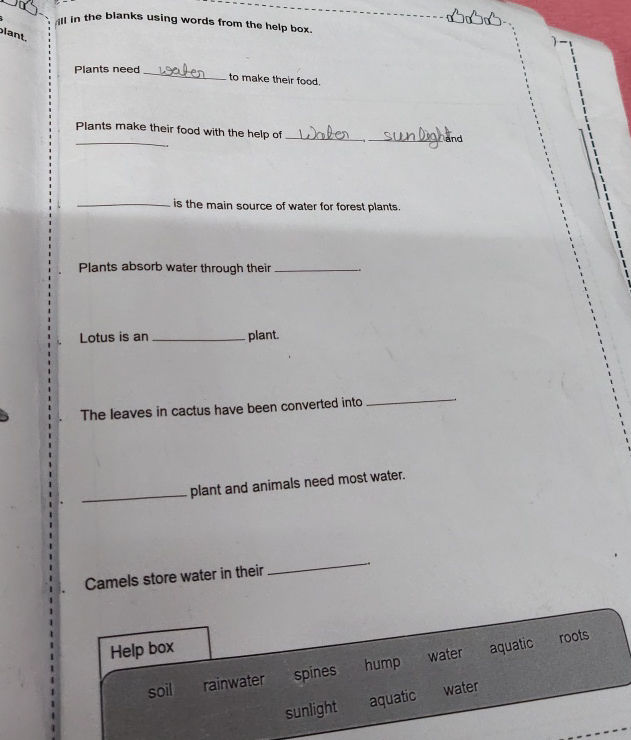 fill in the blanks using words from the help | StudyX