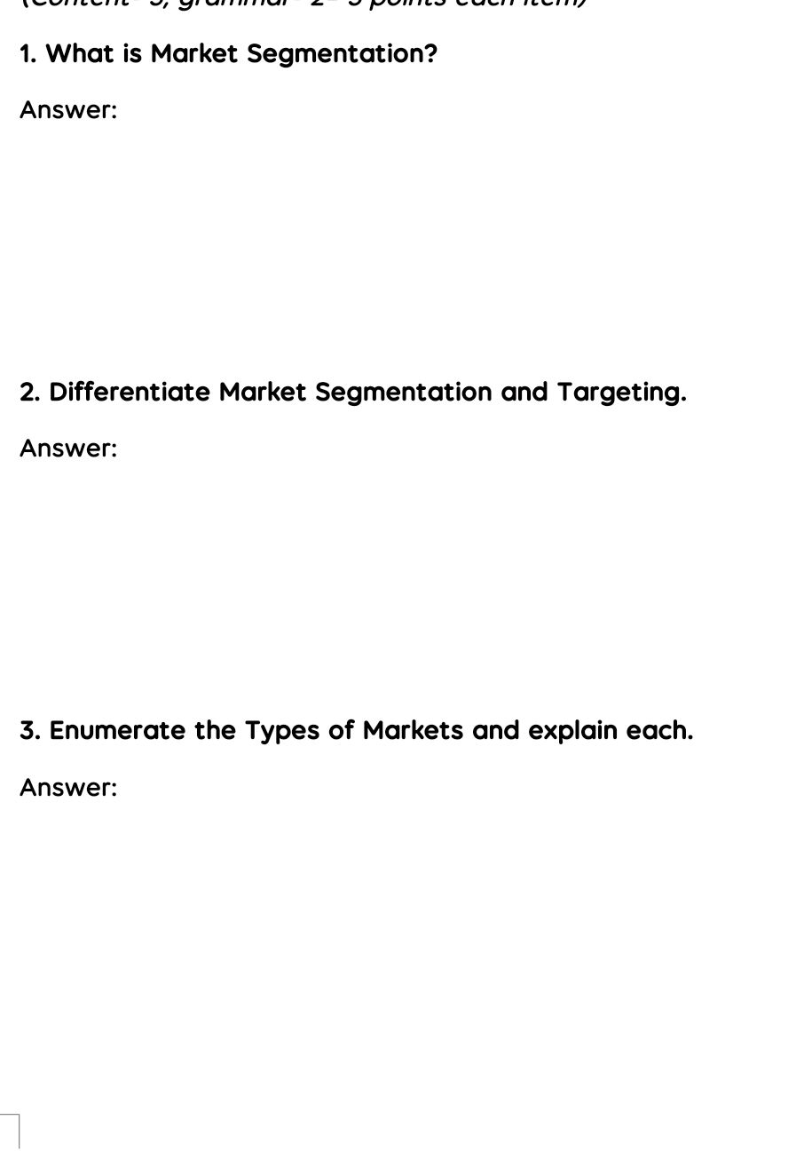 1 What is Market Segmentation Answer 2 | StudyX