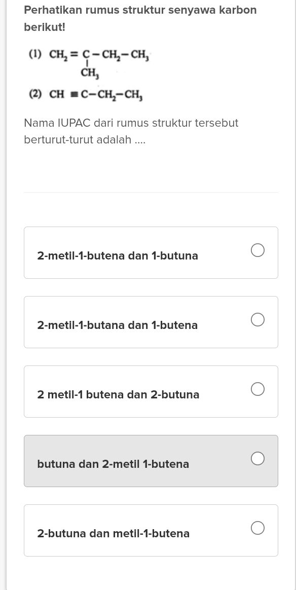 Perhatikan rumus struktur senyawa karbon | StudyX