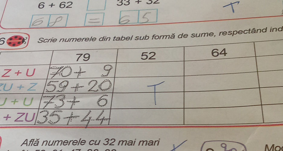 Scrie numerele din tabel sub form de sume | StudyX