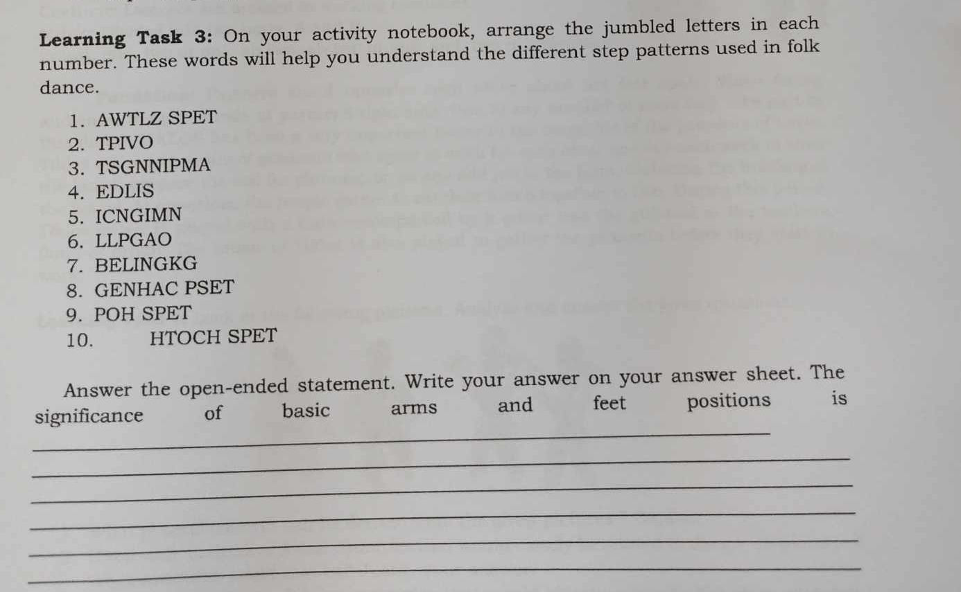 Learning Task 3 On your activity notebook | StudyX