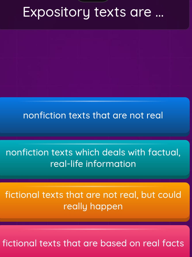 Expository texts are nonfiction texts that | StudyX